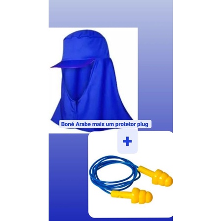 Bone Arabe confeccionado em helanca azul mais um protetor plug | Shopee ...