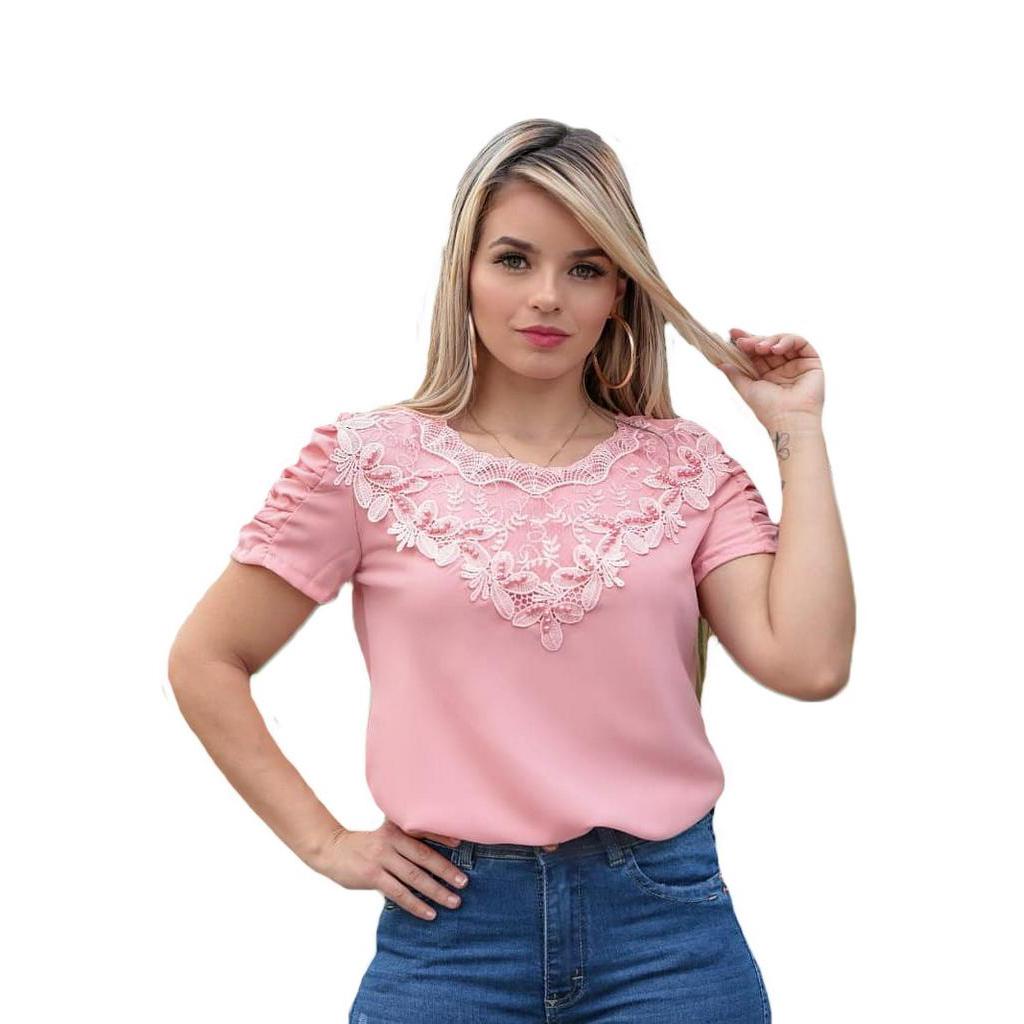Blusa Feminina Manga Curta Evangelica Executiva | Shopee Brasil