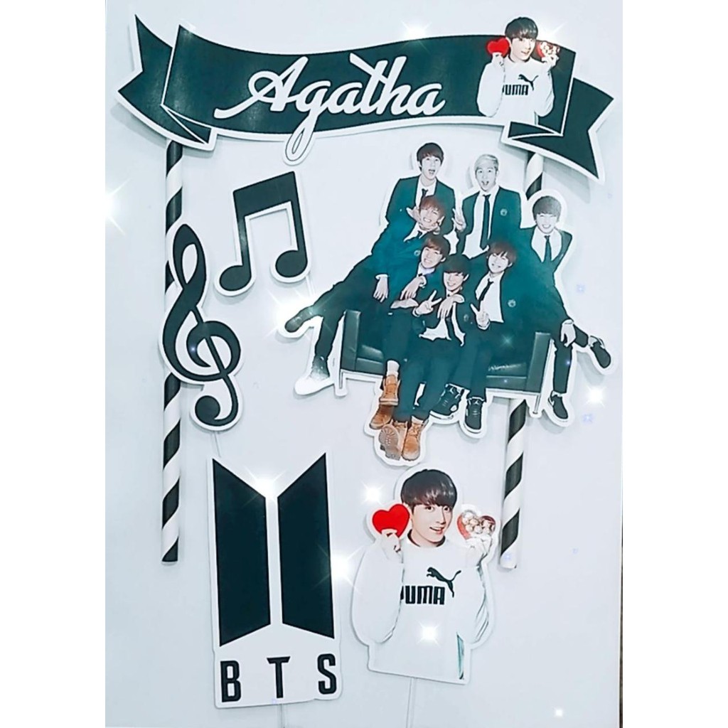 Topo Topper de Bolo Personalizado BTS | Shopee Brasil