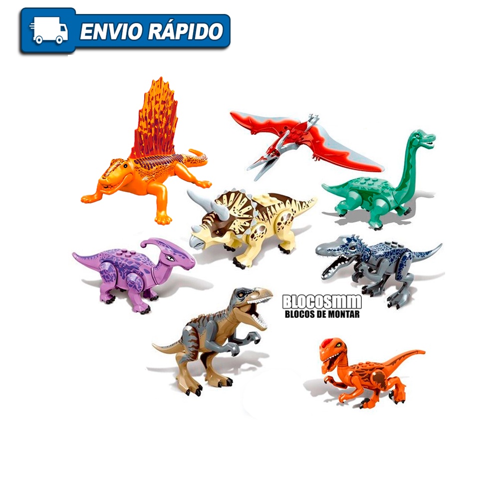 DINOSSAUROS COLORIDOS BLOCOS DE MONTAR TIPO LEGO DIMETROODON OVIRAPTOR ...
