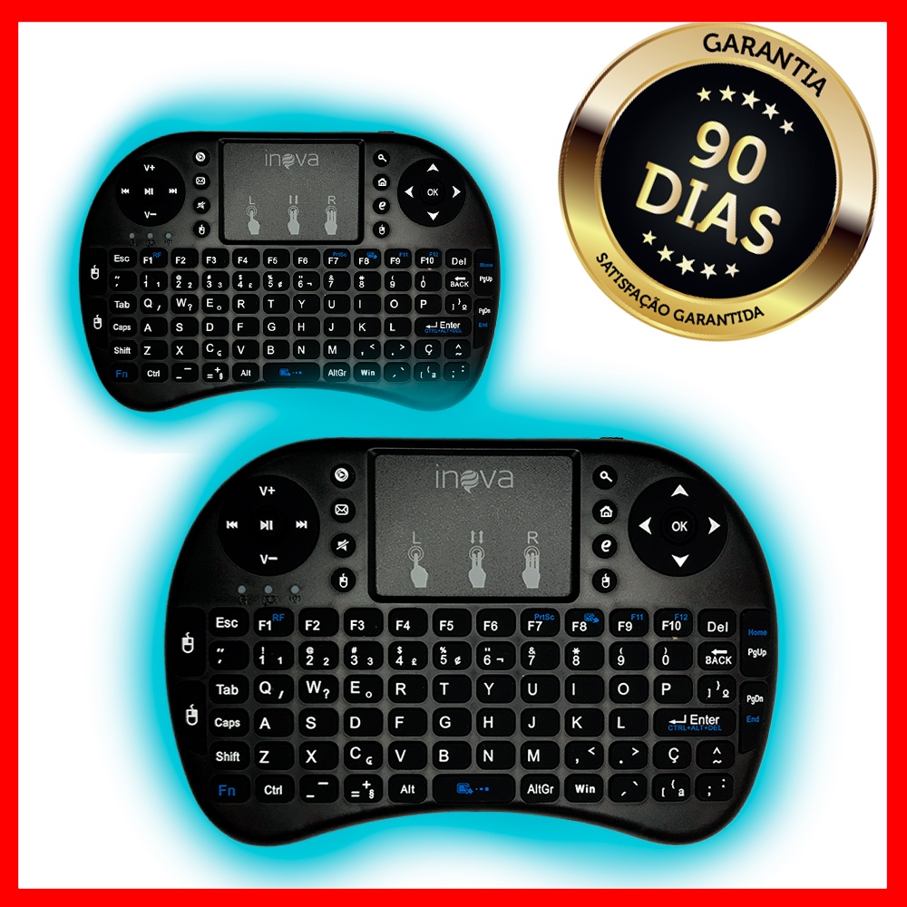 Mini Teclado Controle Sem Fio Para Smart TV Box Pc Iluminado Excelente ...