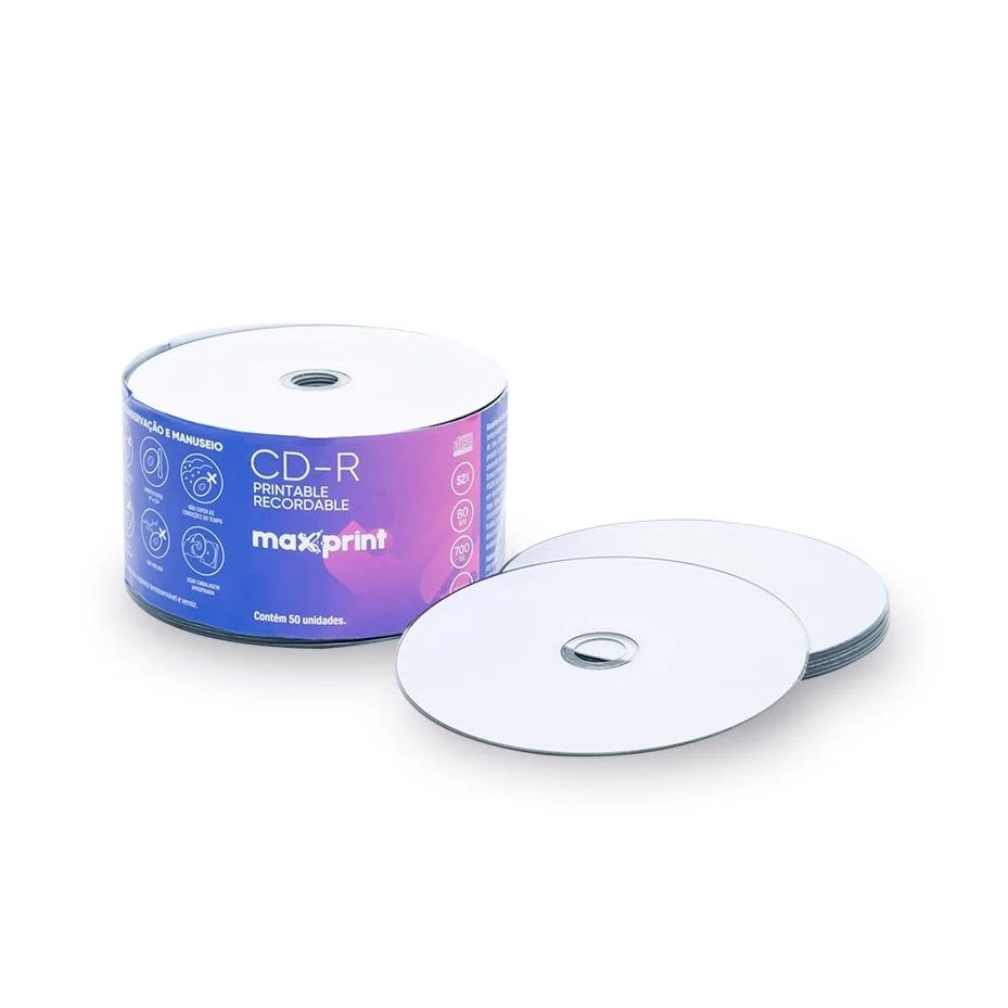 Cdr Gravável Printable Maxprint Bulk 50Un 52x 700mb 80 Min. | Shopee Brasil