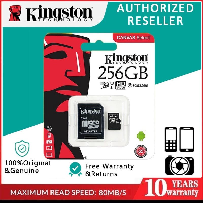Cartão De Memória Micro Sd Cards 256GB Kingston | Shopee Brasil