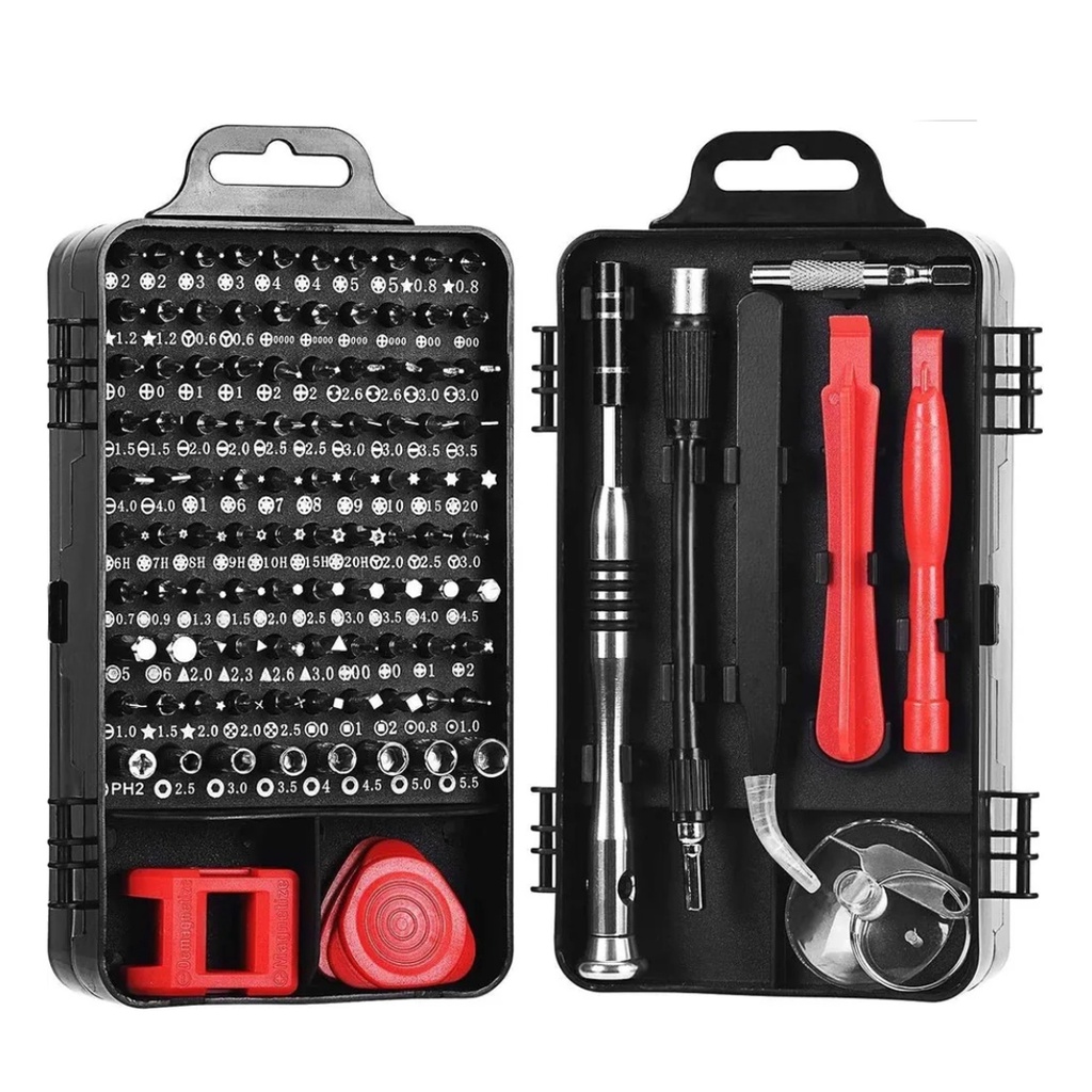 Kit 110 Chaves Ferramentas Torx T3 T4 T5 T6 T7 T8 T9 T10 T15 T20 c/ adaptador parafusadeira ...