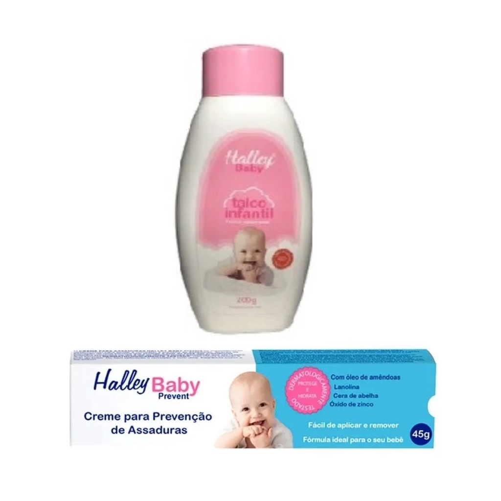 Kit Talco Infantil Halley Baby Rosa 200G+Creme Para Assadura Halley ...