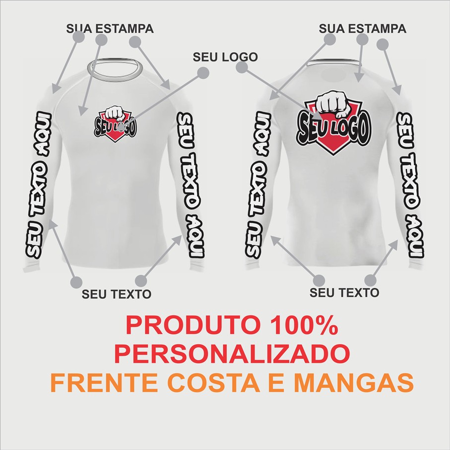Camisa Rash Guard Longa Personalizada UV 50 | Shopee Brasil