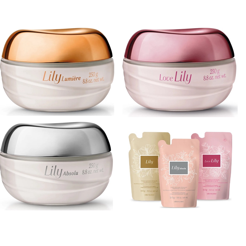 lily creme acetinado 250gr / ou refil | Shopee Brasil