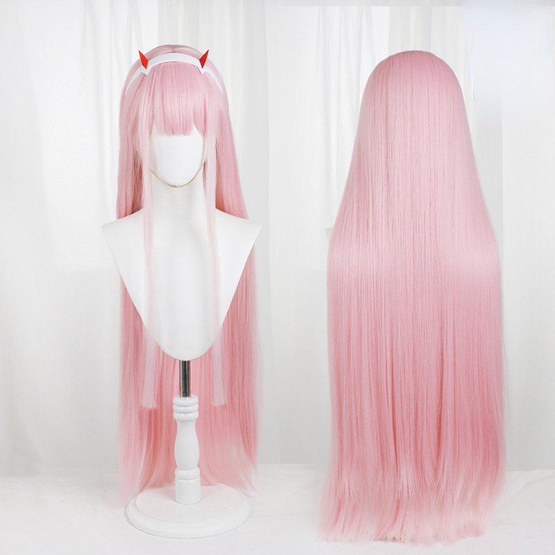 Anime Cartoon Zero TWO 02 Cosplay Peruca Rosa Longa Reto Conjunto de ...