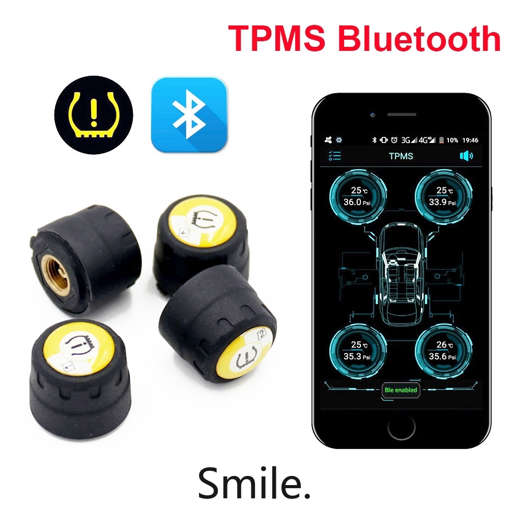 TPMS Bluetooth 4.0 Universal Sistema de Monitoramento de Pressão Dos Pneus Externo Sensor de ...