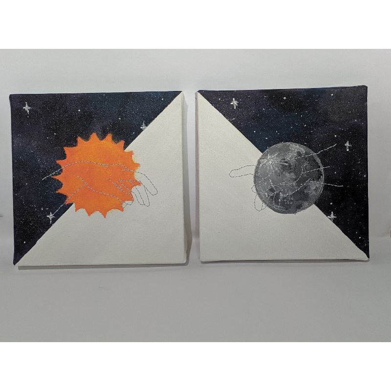 Conjunto Quadros Personalizados Artesanais Michelangelo Sol e Lua ...
