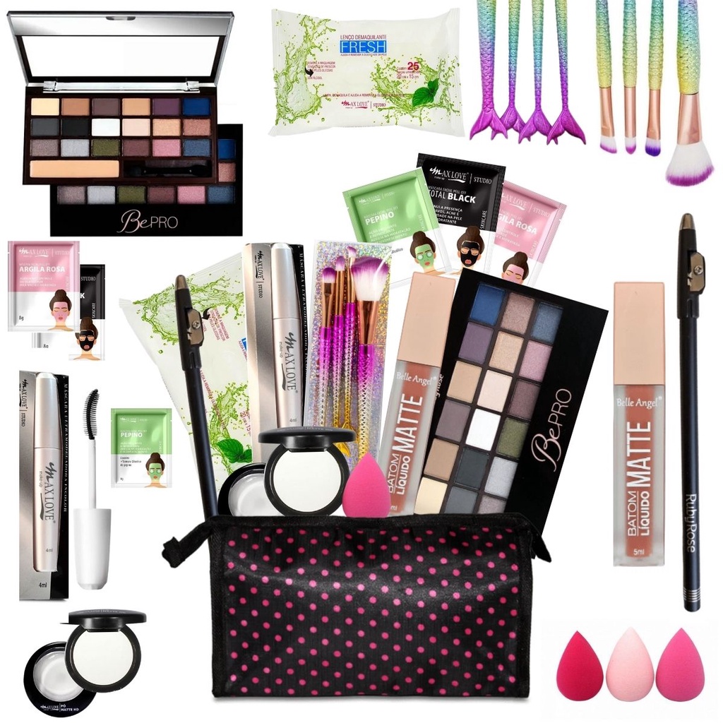Combo Kit de Maquiagem Ruby Rose c/ Necessaire Presente Completo 15 ...