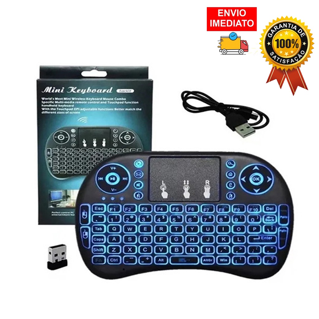 Mini Teclado Led Controle Bluetooth para Smart Tv Box, Pc, Smartv, Ps3 ...