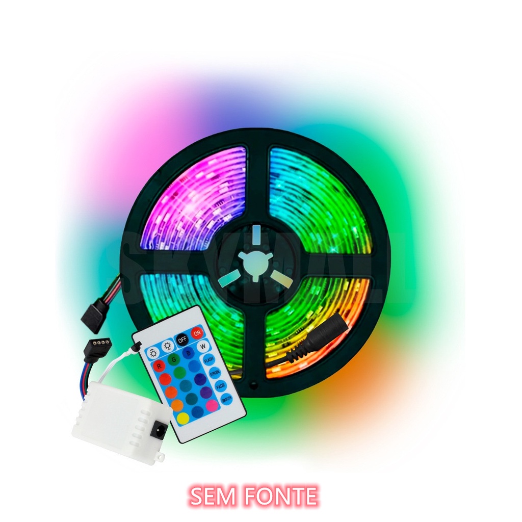 Fita Led Ultra Rgb 5050 Rolo 5m Silicone Dupla Face Ip65 Com Controle ...