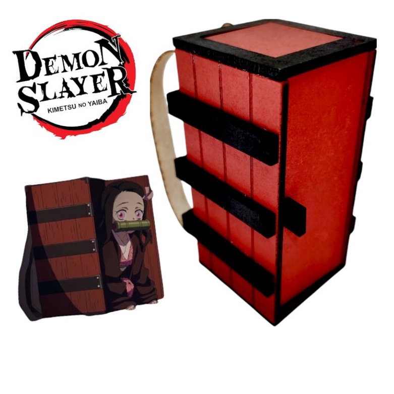 Miniatura caixa Nezuko em madeira bem acabado kimetsu no Yaiba Demon ...