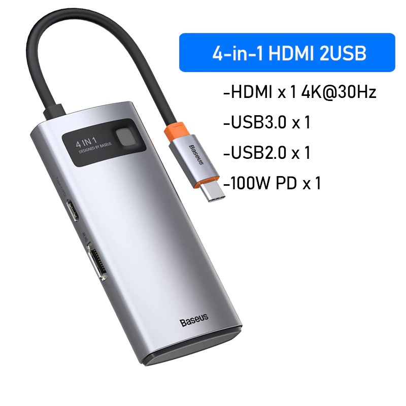 hub usb Baseus tipo c para hdmi-compatível usb 3.0 adaptador 4 em 1 ...