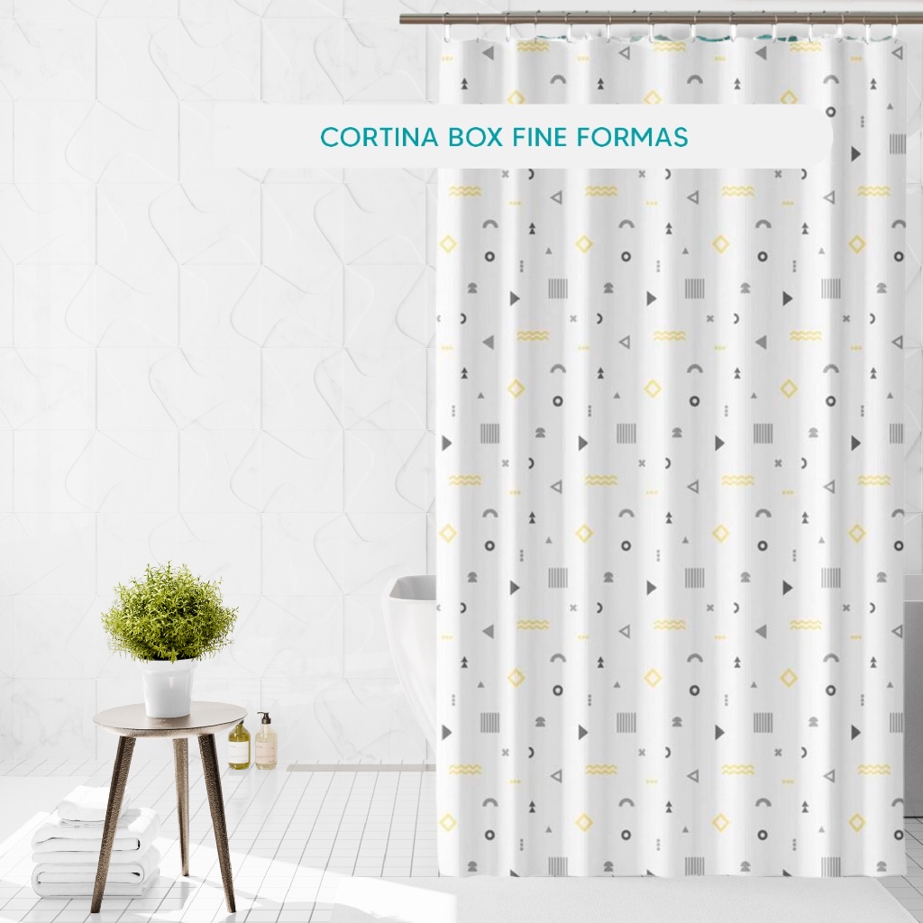 Cortina Para Box Estampada Fine Formas Antimofo - 1,85m x 1,38 | Shopee ...