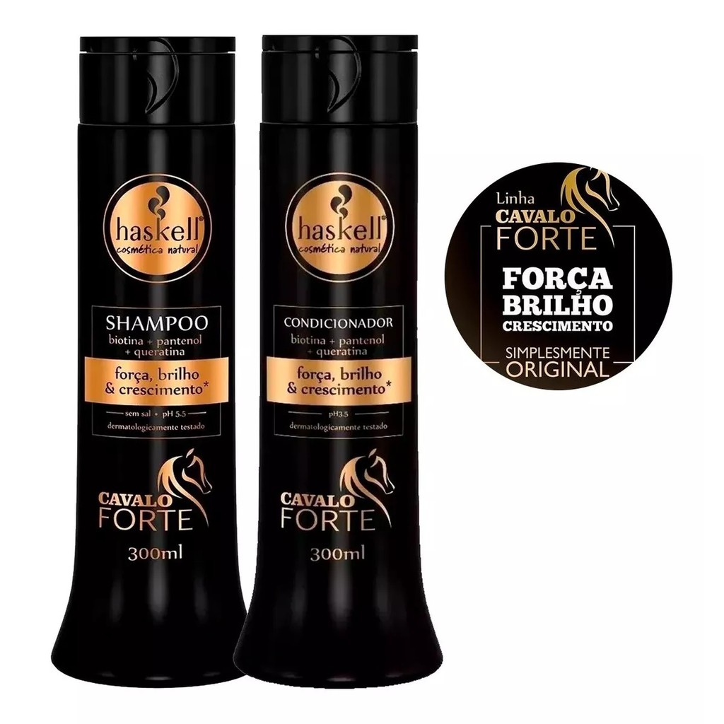 Kit Haskell Cavalo Forte Shampoo e Condicionador 300ml Crescimento Capilar | Shopee Brasil