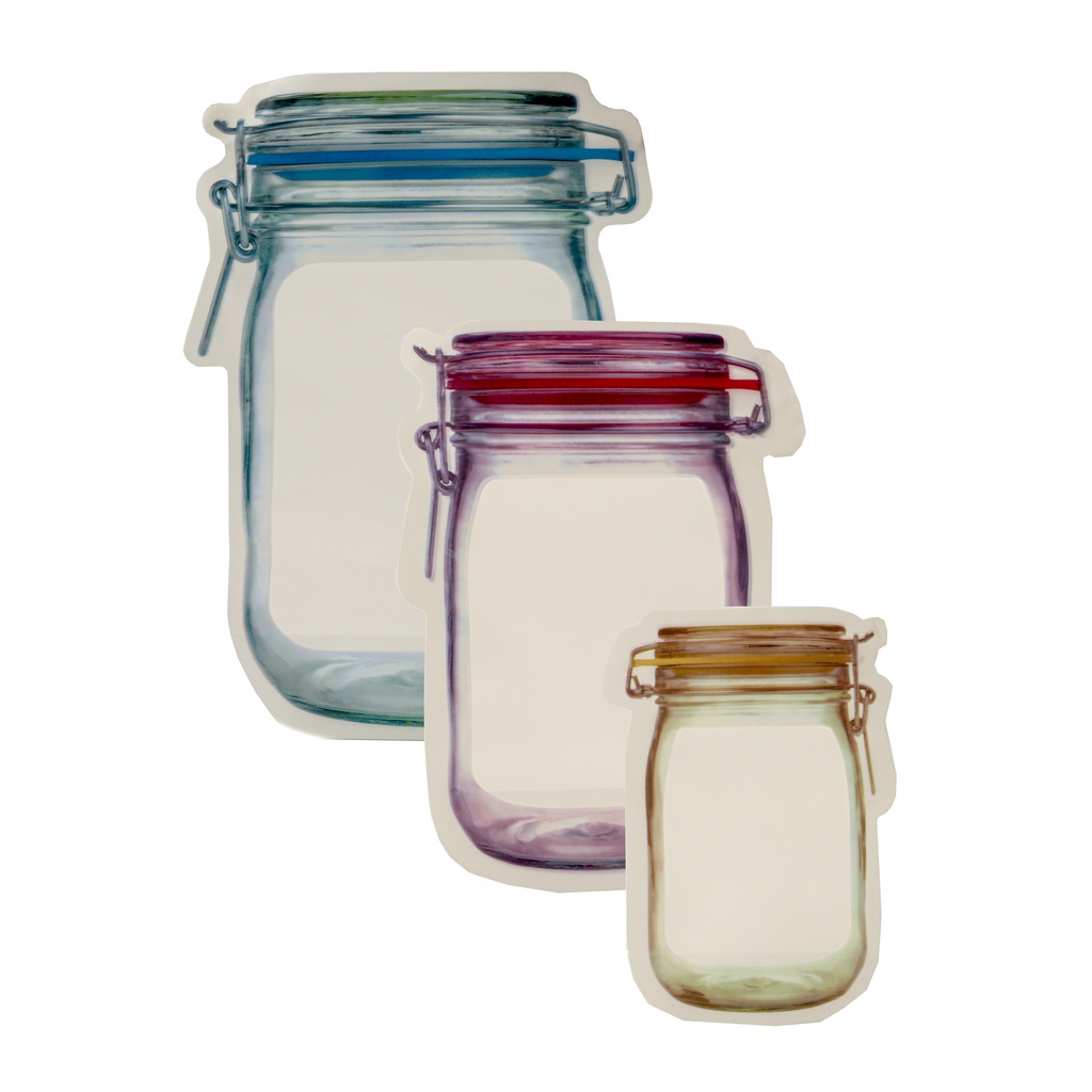 Sacos Herméticos Mantimentos Zip Lock Colors C/ 3 PCS 100/450/ 850 ml ...