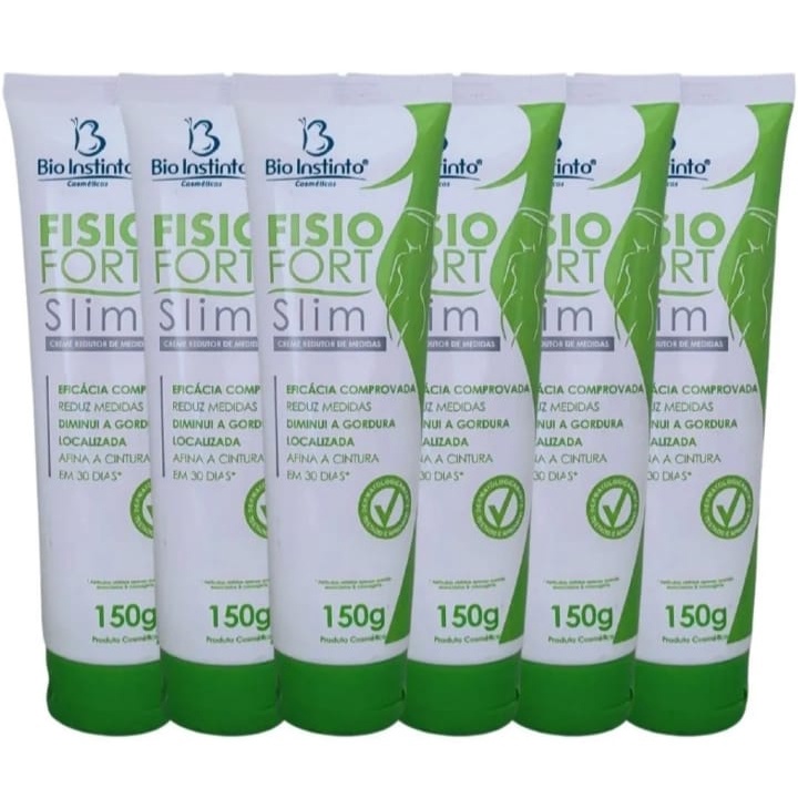 Kit com 6 unidades Fisio Fort Slim Creme Redutor de Medidas 150g- Bio ...