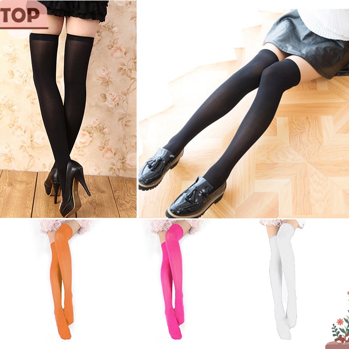 Meia Longa Feminina Antiderrapante De Cano Alto Em Cor Lisa | Shopee Brasil