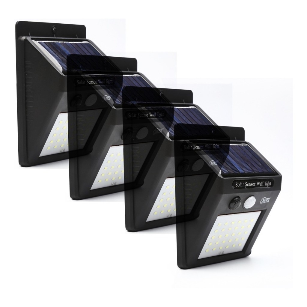 Kit 4 Luminária Solar Parede 30 Leds 6w Sensor De Movimento | Shopee Brasil