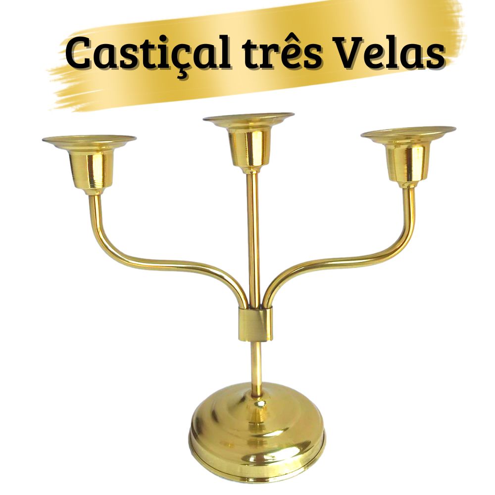 Castical Em Latao 3 Velas Candelabro | Shopee Brasil