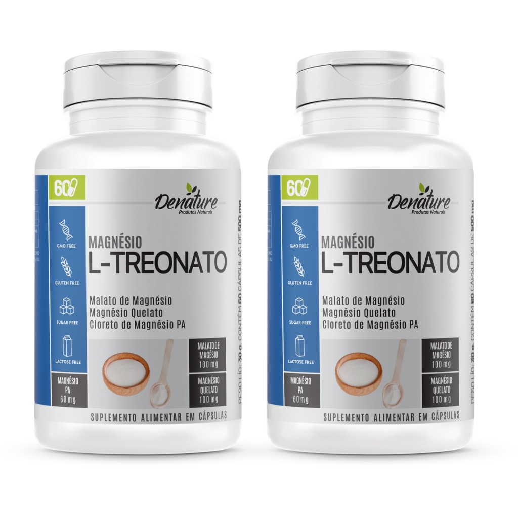 kit 2 Magnésio L-Treonato 500mg 200 Caps | Shopee Brasil