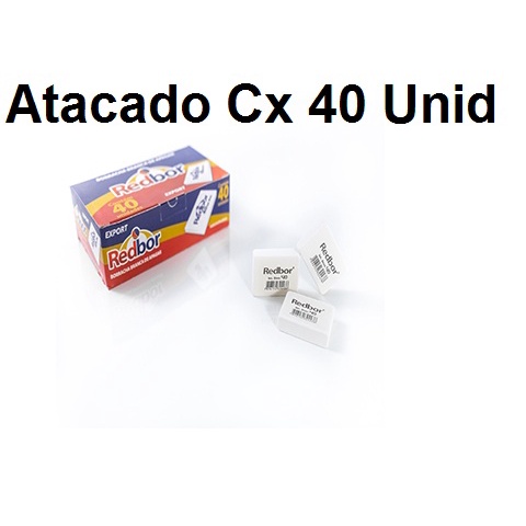 Borracha Branca de Apagar Escolar N40 com 40 Unidades - RedBor | Shopee ...
