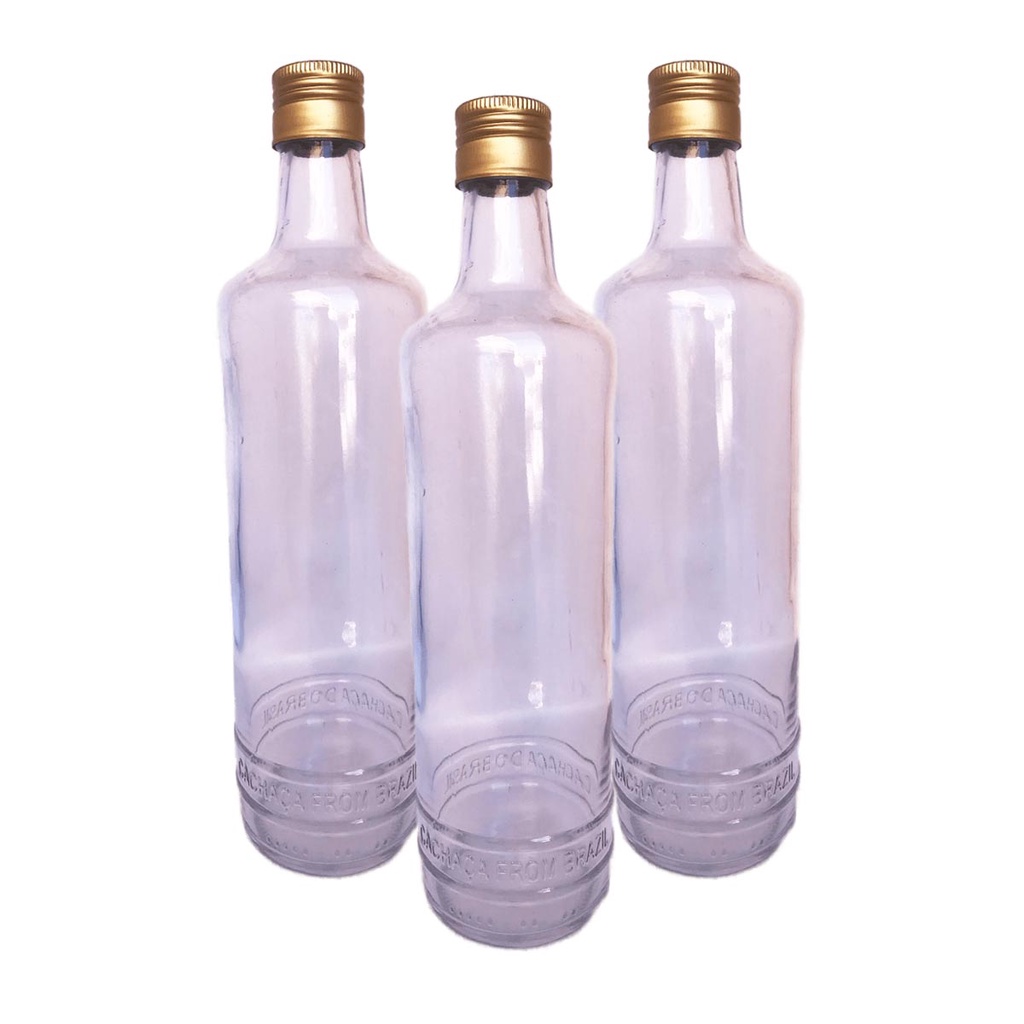 Garrafa Vidro Cachaça Brasil 700 ML 12 UN C/Tampa Dourada | Shopee Brasil