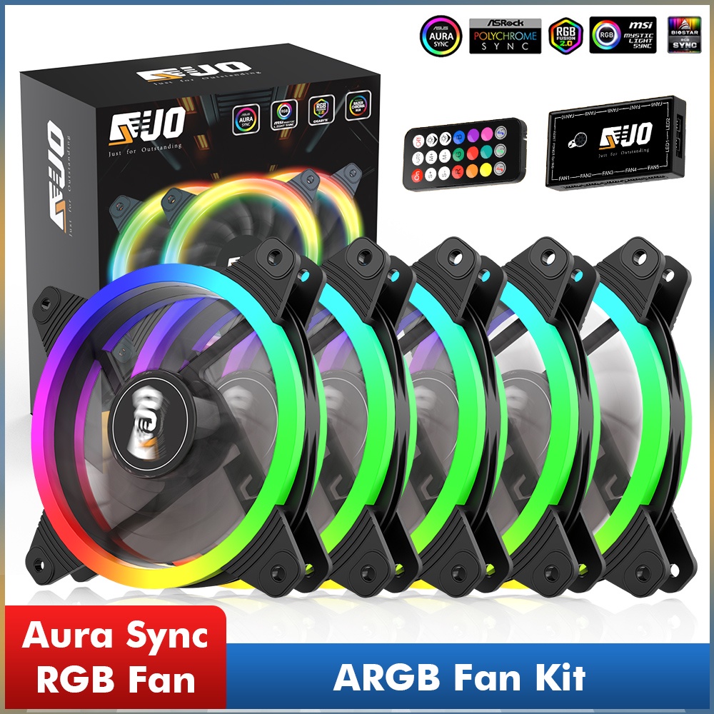 coolers fan 5fans+1controller 5v 3pin RGB Aura Sync with Smart HUB ...