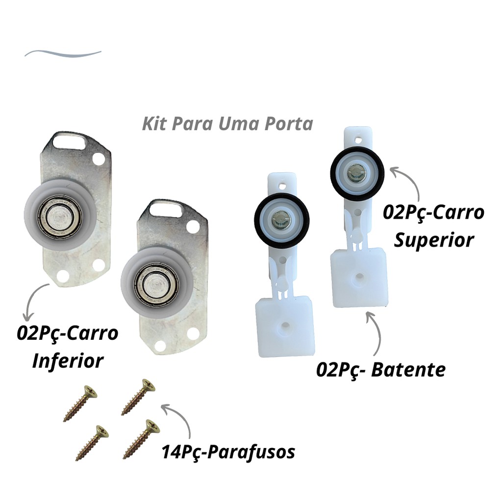 Kit Rodinha Porta Correr Guarda Roupa Roldana Trio 07 | Shopee Brasil