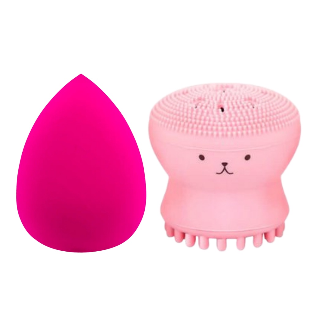 Kit Esponja Gota para Maquiagem Base e Corretivo + Esponja de Limpeza ...