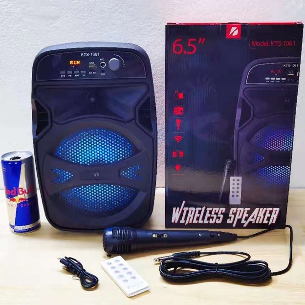 Caixa de Som Bluetooth Com Controle e Microfone Luminaria Kts 1061 ...