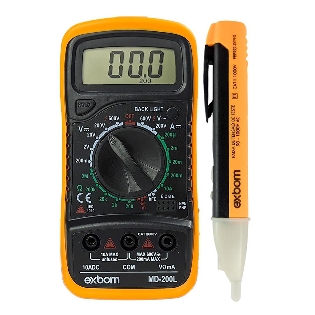 Multimetro Digital Portatil Profissional Com Beep Iluminacao e Caneta ...