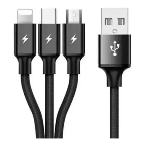 Cabo Triplo Micro Usb + iPhone Lightning 8 Pinos + Type C | Shopee Brasil