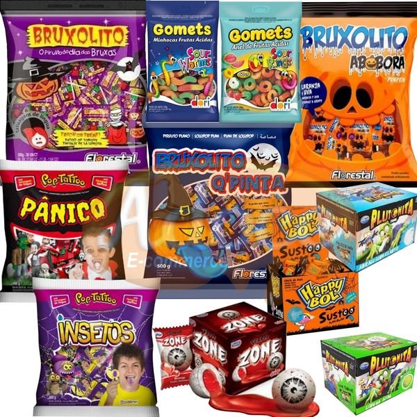 Kit 11 Pacotes Doces Sortidos Para Halloween Dia Das Bruxas | Shopee Brasil