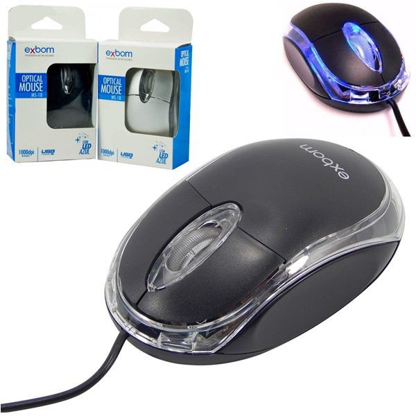 Mouse Exbom MS-10 preto | Shopee Brasil