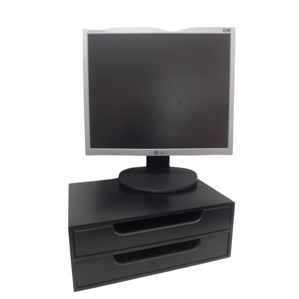 Suporte Para Monitor Notebook De Mesa Com 2 Gaveta Mdf Preto | Shopee ...