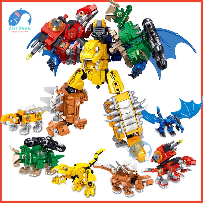 LEYU Creator 6-in-1 Dinosaur Building Blocks Transformers Robot Model Legos Bricks Kids ...