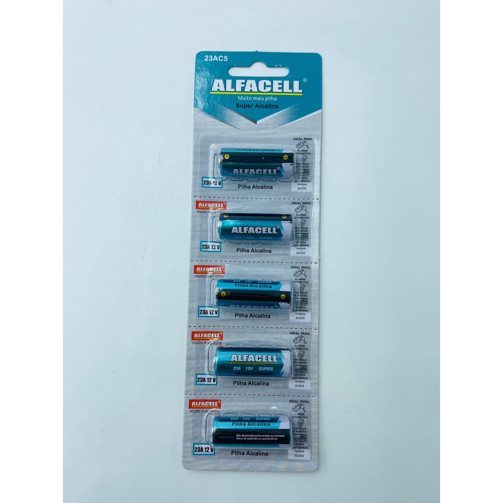 Pilha Ultra Alcalina 23A Cartela 05 unidades 12V Pilhas Alfacell 23A ...