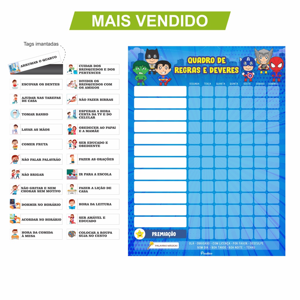 Quadro De Incentivo Infantil Ou Tarefas Infantil Imã De Fixação Na