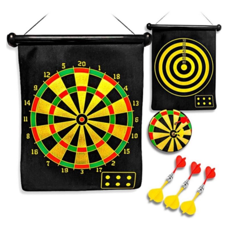 Jogo De Dardos Dupla Face Magnético Imã Tiro Ao Alvo 46x38cm Alvo