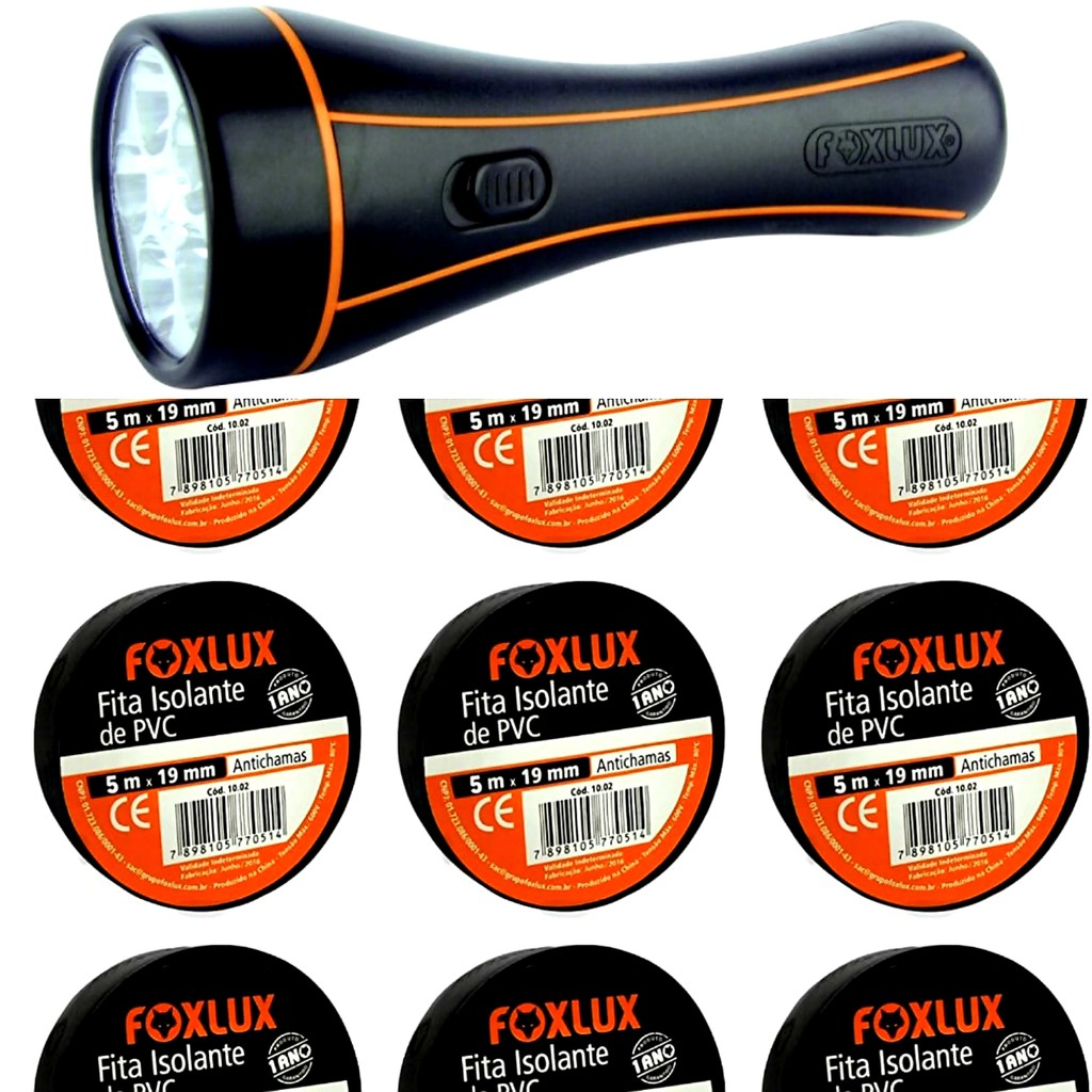 KIT com Lanterna Led Recarregável Bivolt + 10 Unidades de fita isolante ...