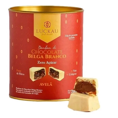 Luckau Bombom Zero Acucar Chocolate Belga Branco Creme De Avela ...