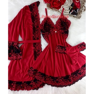 kit robe e camisola de luxo acompanha calcinha | Shopee Brasil