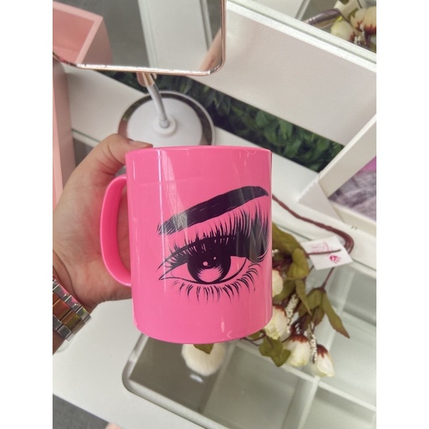 Porta Pincel Caneca Cilios Neon Pink Café Chá Porta Pincéis Maquiagem
