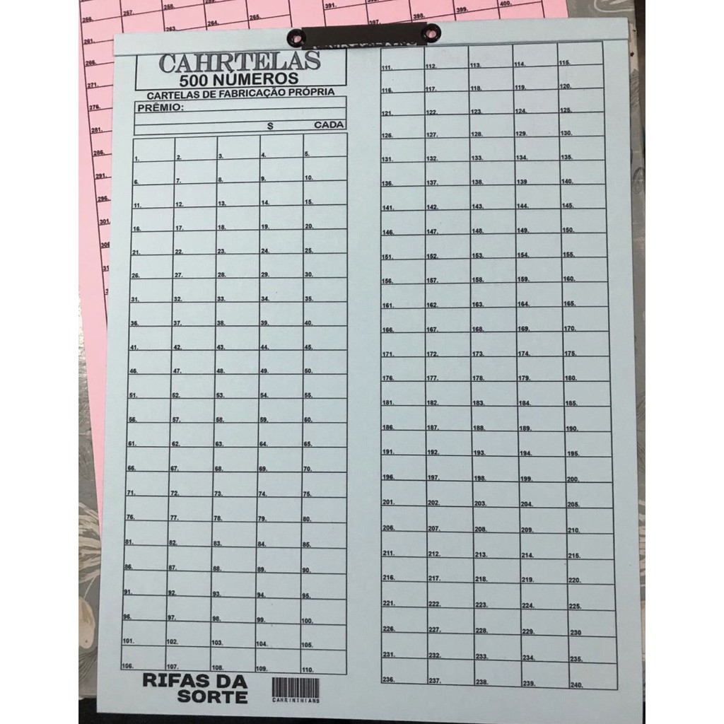 Cartela de rifa 500 números, 2 unidades | Shopee Brasil