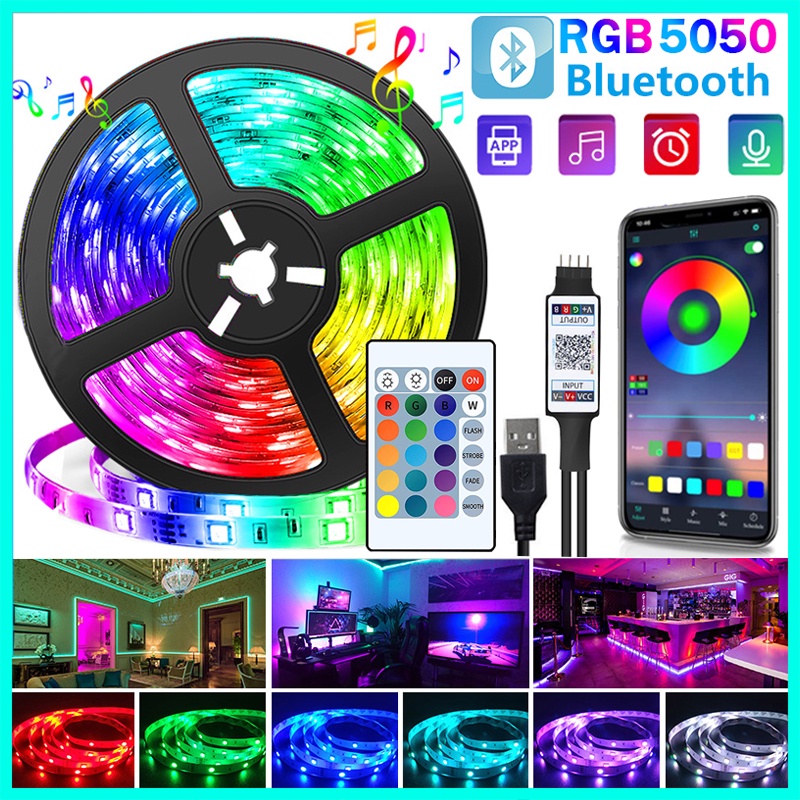 5050 Fita de LED 10 Metros 20 M Conduzida USB Bluetooth RGB luz led com ...