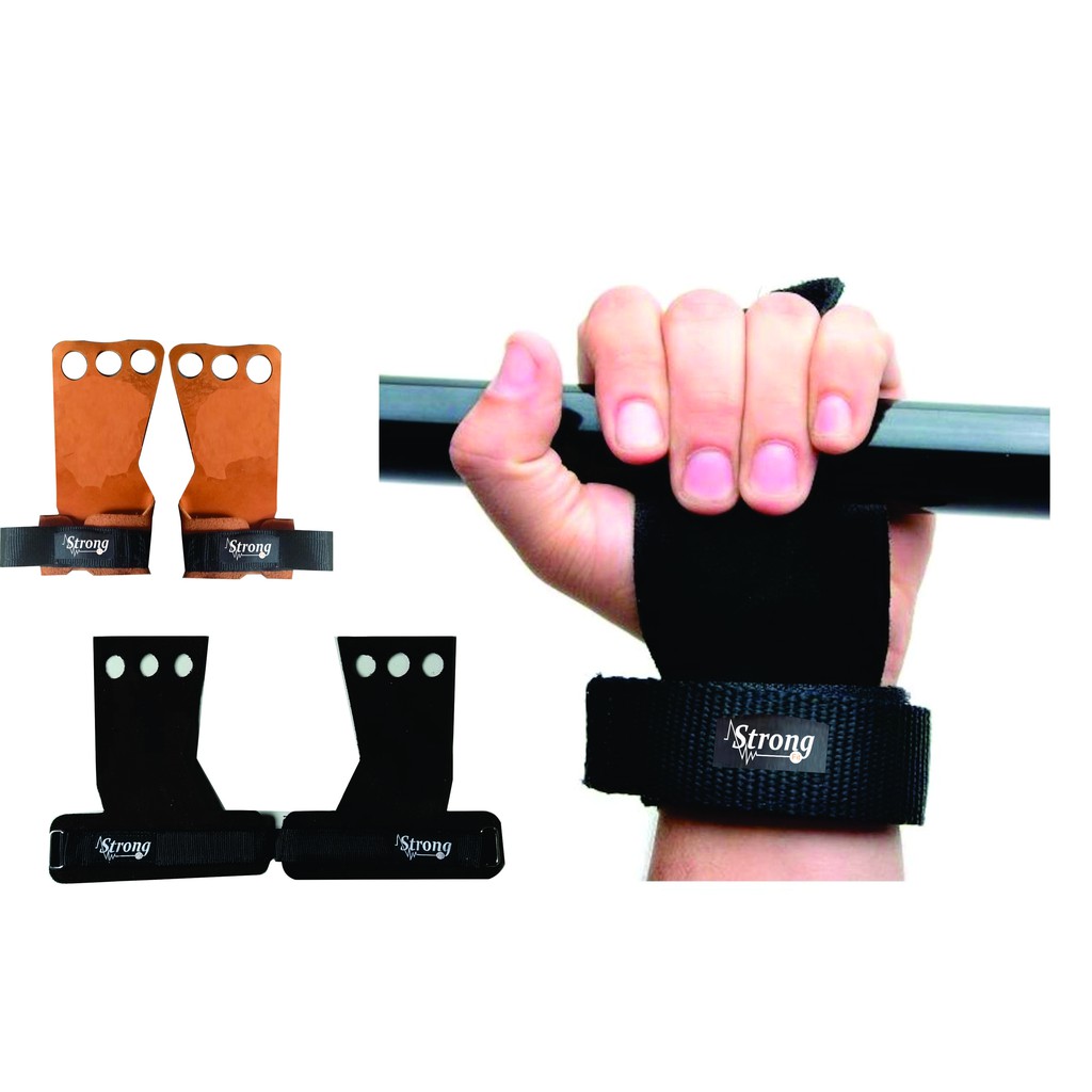 Hand Grip Para Cross Pull Up Lpo Couro 3 Furos Fit - Desconto no Preço