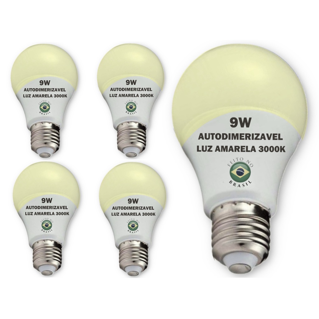 Lâmpada Led Bulbo Autodimerizavel 9w Luz Amarela Quente 3000k Feito no ...